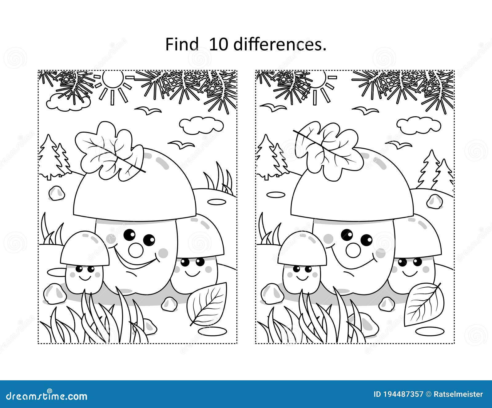 Three Mushrooms Connect The Dots Puzzle And Coloring Page, Activity ...