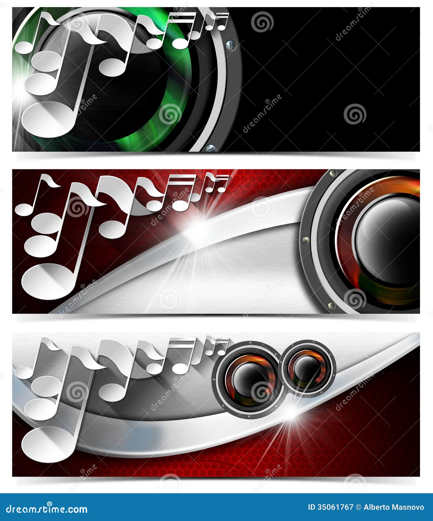 Three Musical Banners - N5 stock illustration. Illustration of grid ...