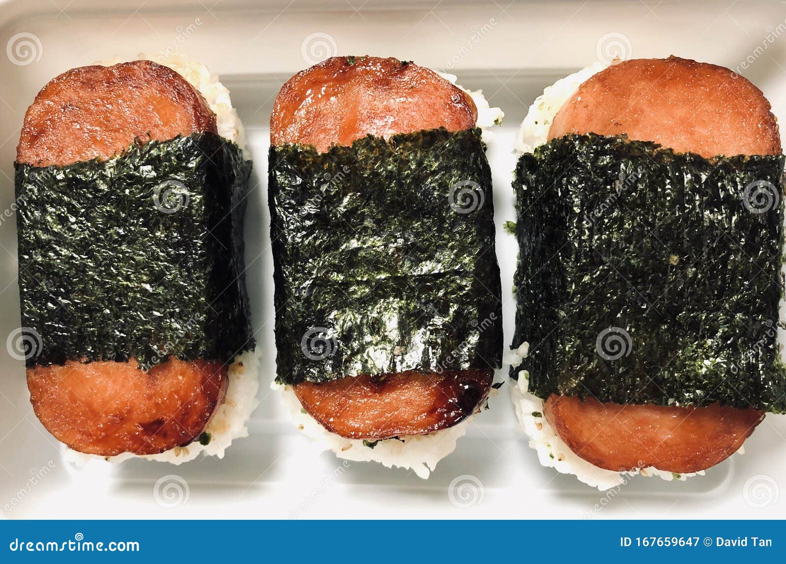 Three Musubi stock image. Image of homecook, hawaiian - 167659647