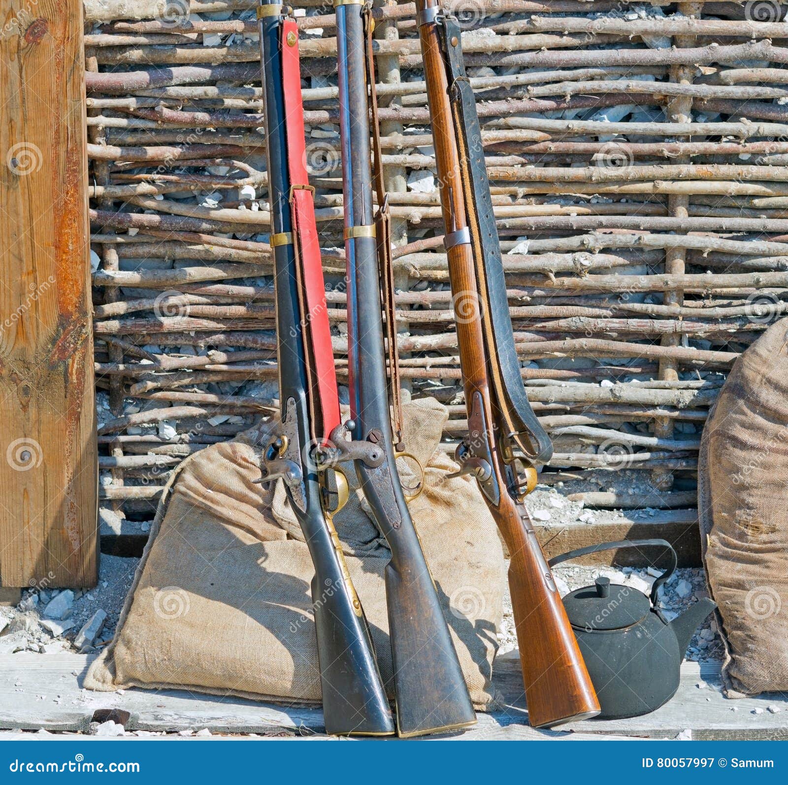 Three Muzzle Loading Firearm Stock Image - Image of steel, isolated ...