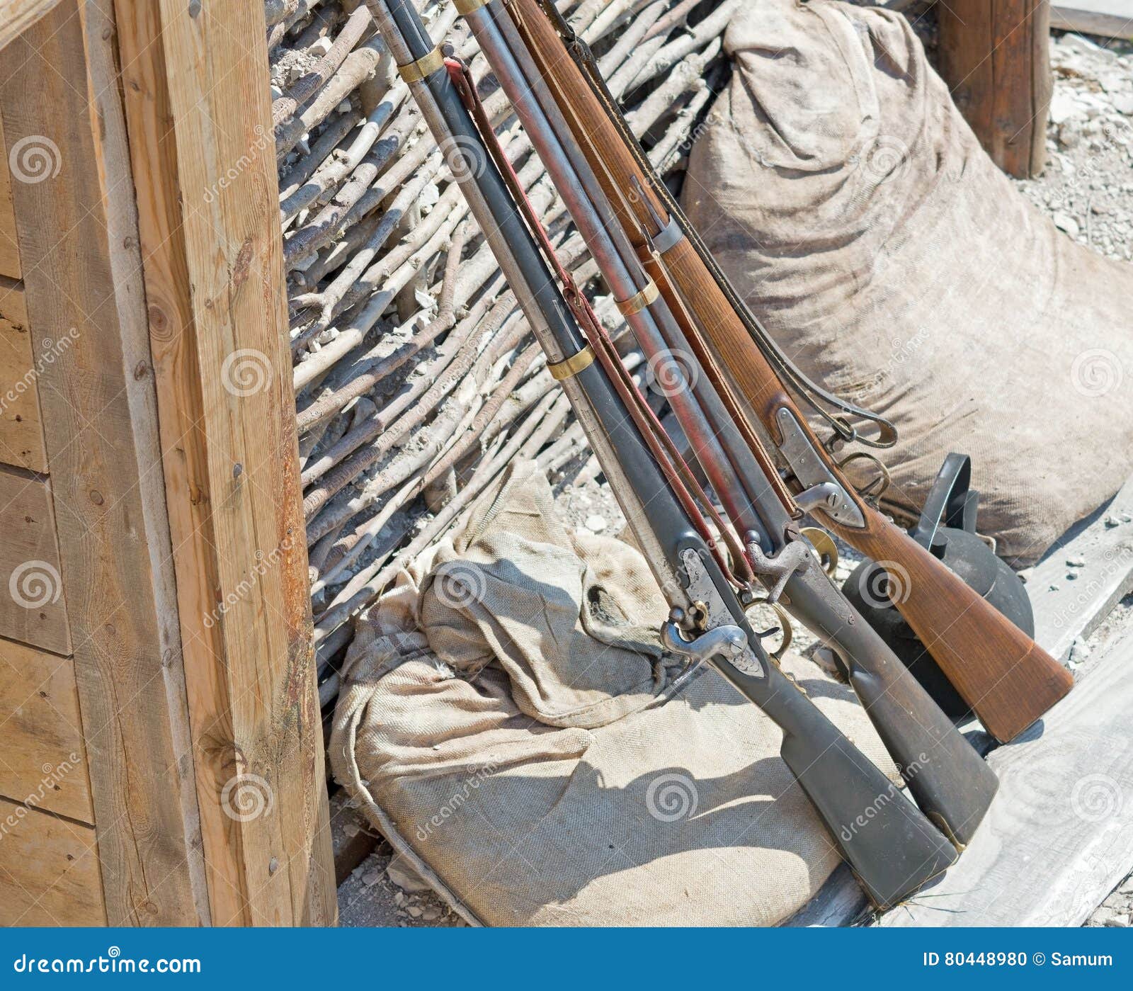 Three Muzzle Loading Firearm Stock Photo - Image of conflict ...