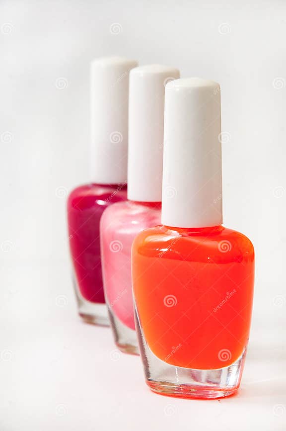 Three Nail Polish on White Background Stock Image - Image of fashion ...