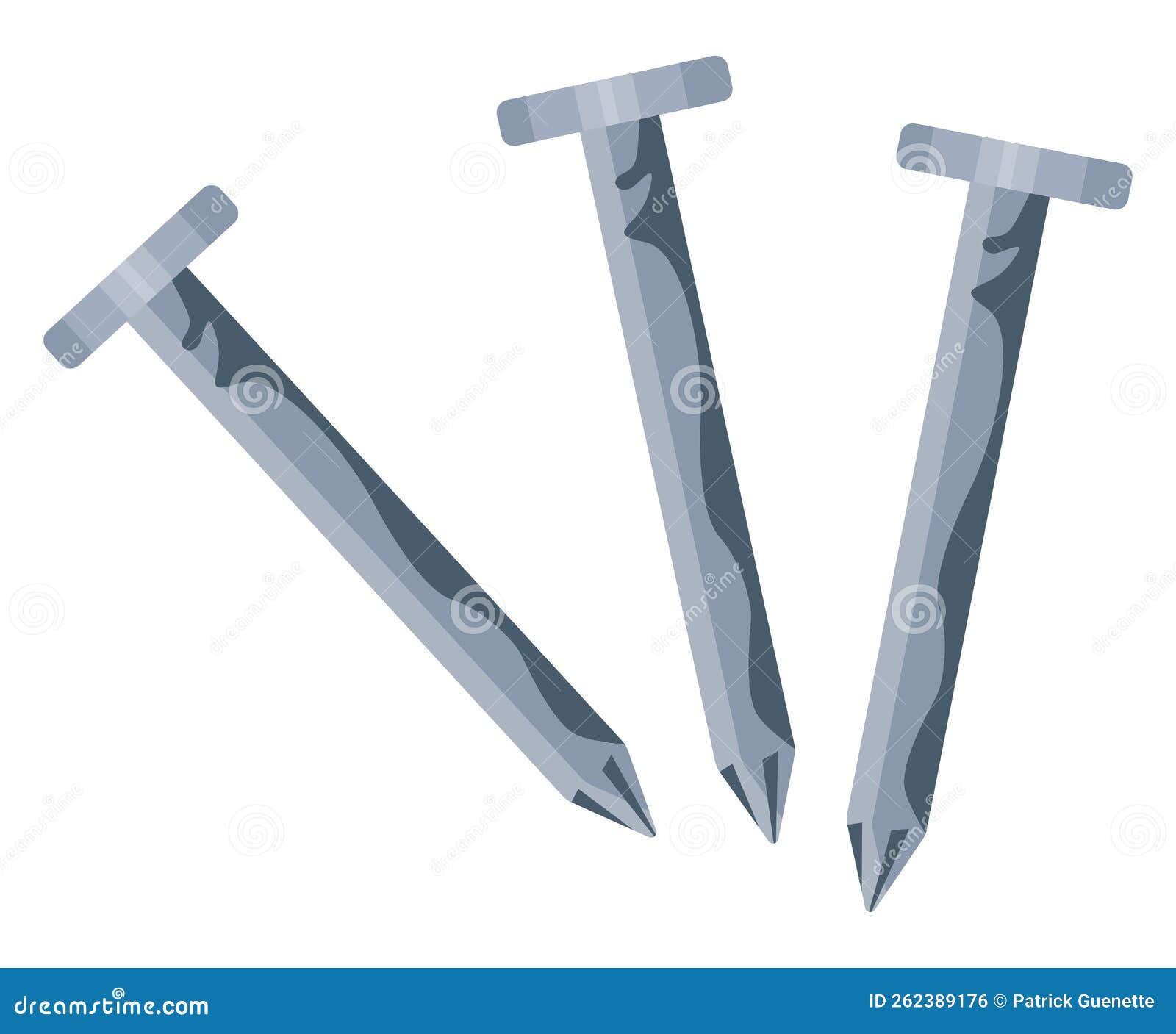 Three nails, icon stock vector. Illustration of drawn - 262389176