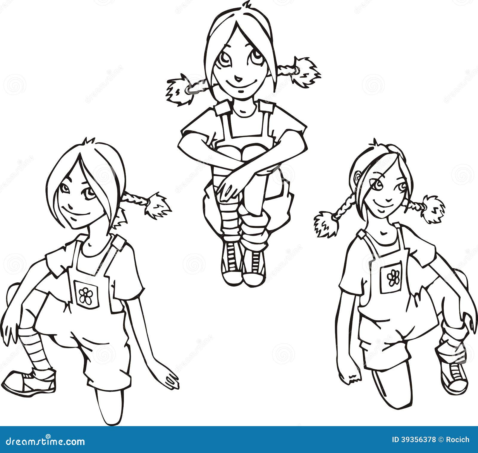 Set Of Mischievous Girls Vector Illustration | CartoonDealer.com #39356492