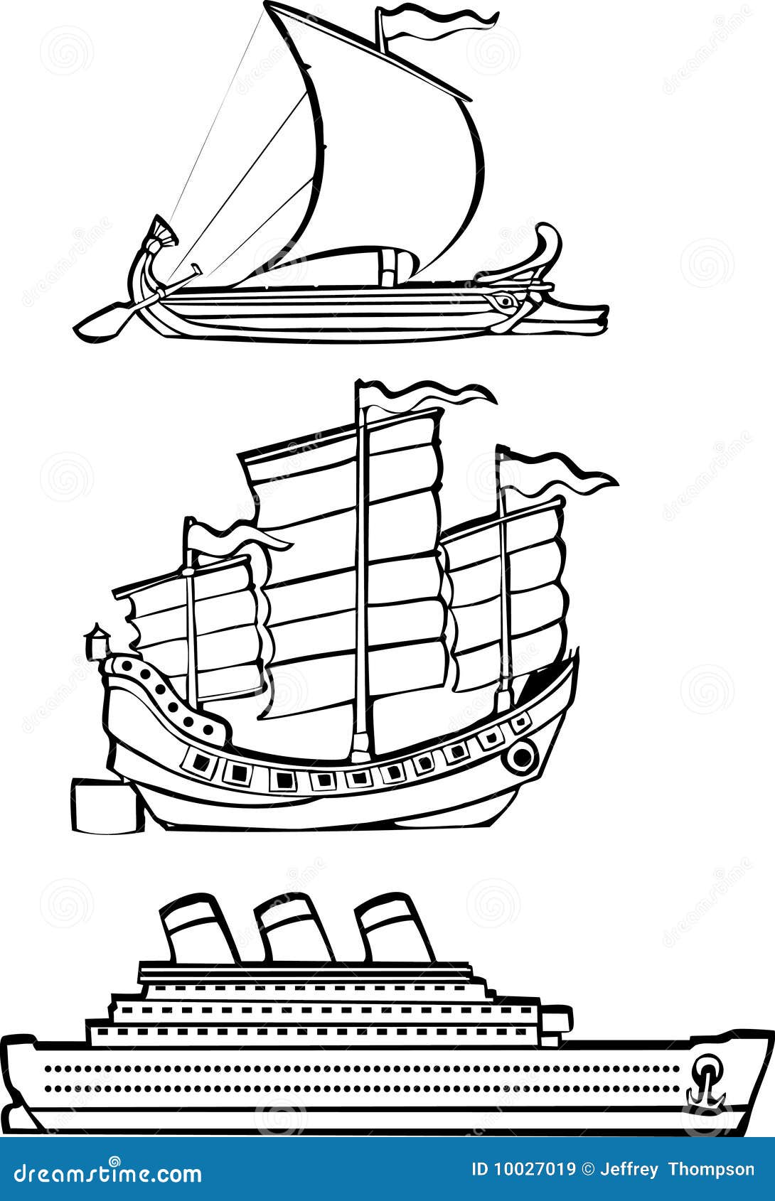 Three nautical ships stock vector. Illustration of boat - 10027019
