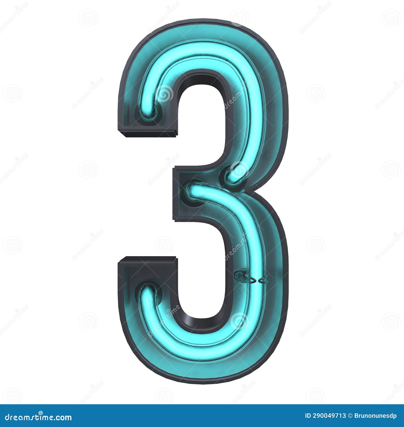 A Three Neon Number Illustration Isolated on a White Background Stock ...