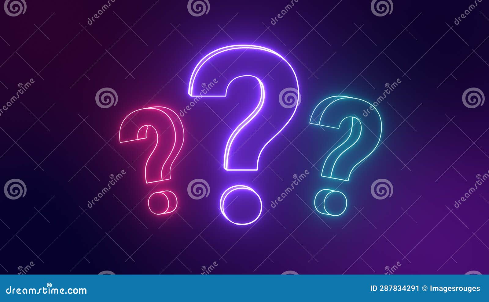 Three Neon Question Mark Icon. Chat of Support Service, FAQ, Get Answer ...