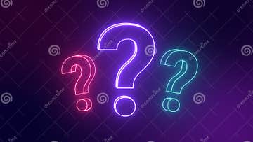 Three Neon Question Mark Icon. Chat of Support Service, FAQ, Get Answer ...