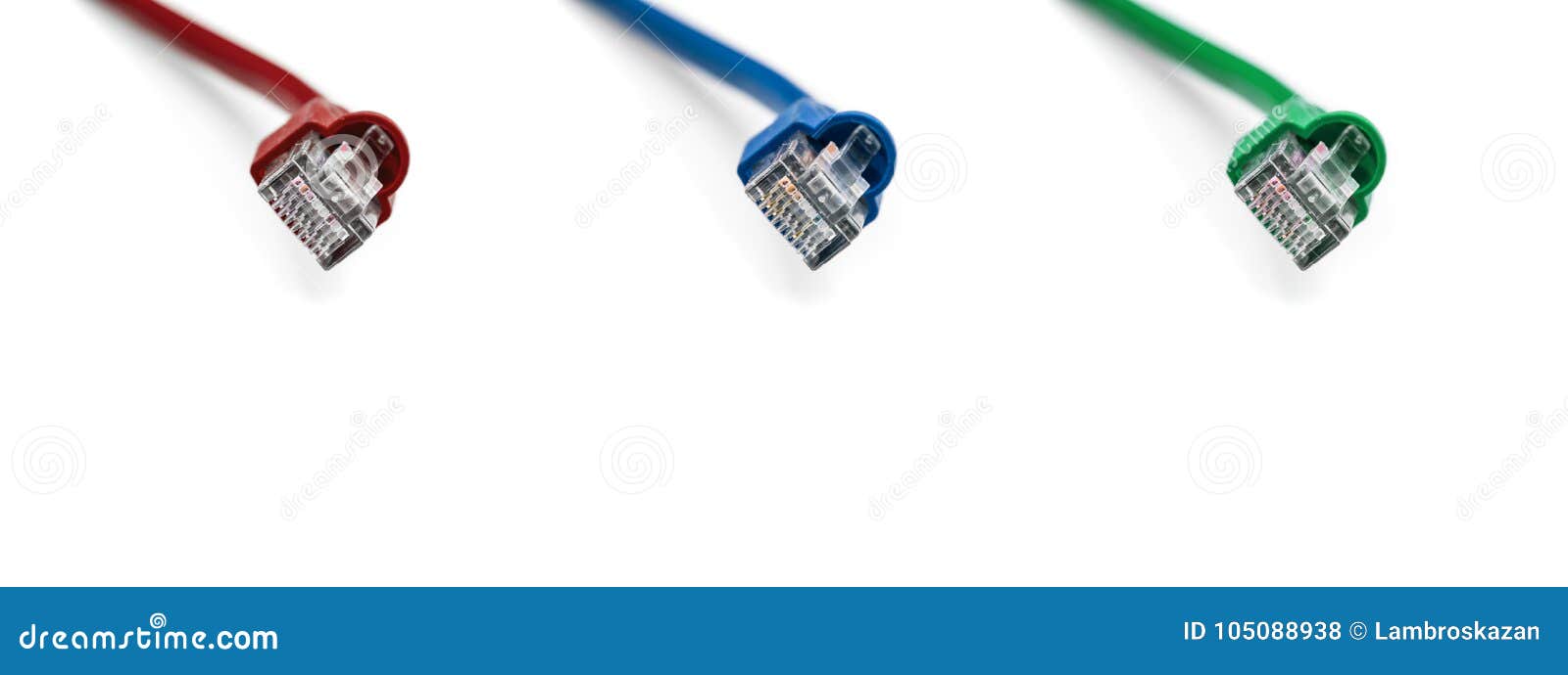 Three Network Utp Cable, Studio Shot, on White Background Stock Photo ...