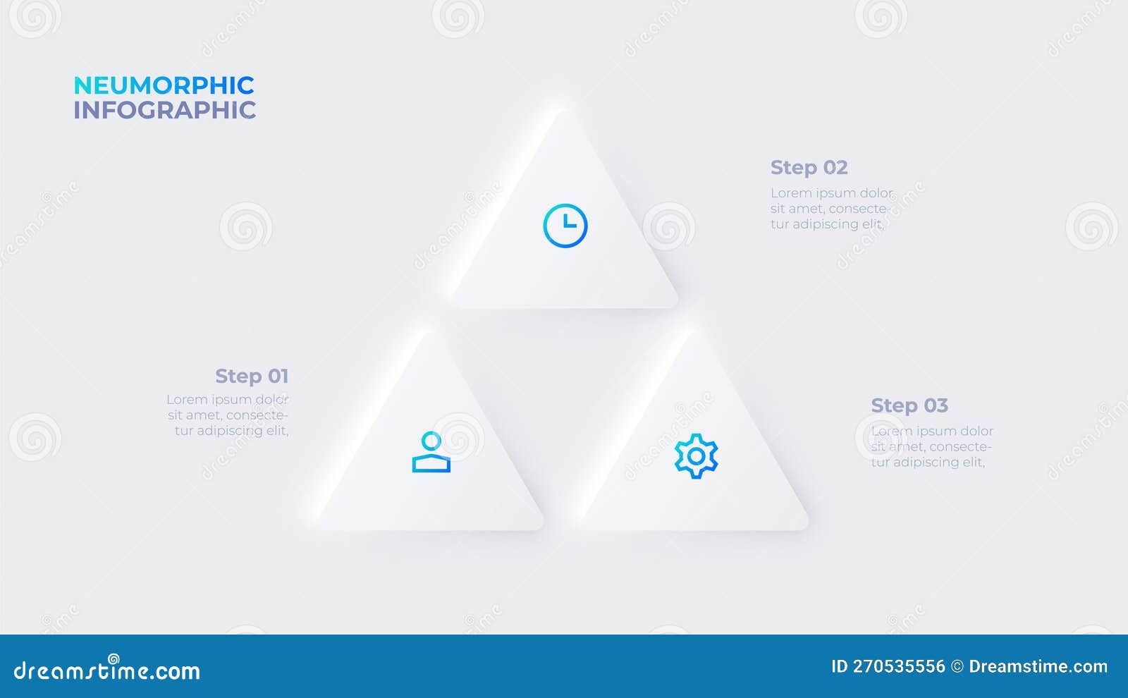 Three Neumorphic Triangles. Concept of 3 Options of Business ...