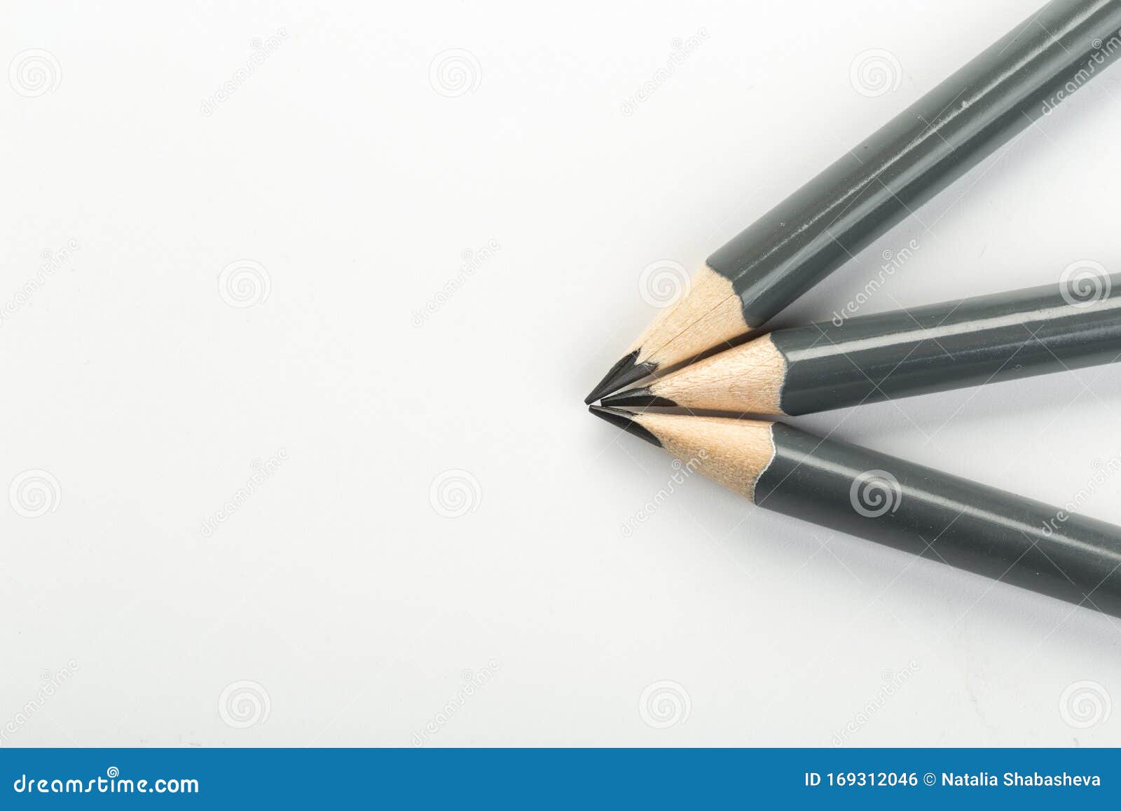 Three New Gray Triangular Pencil Isolated Stock Photo - Image of lead ...