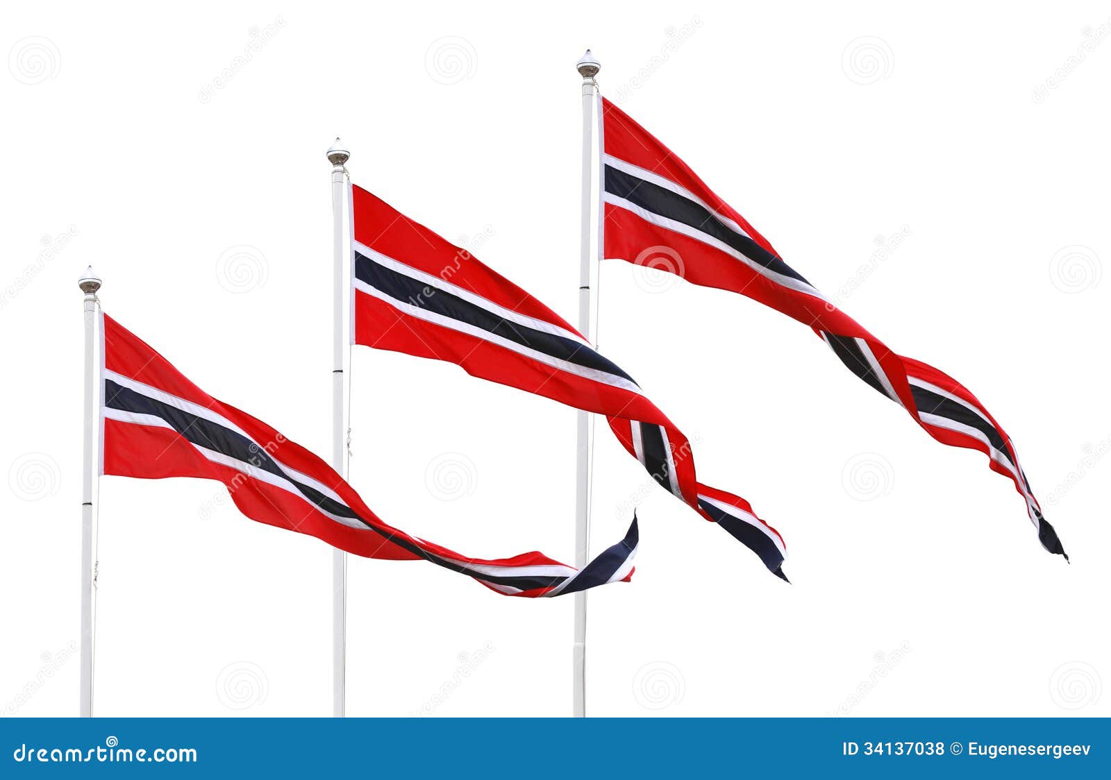 Three Norwegian Pennant Flags Stock Photo - Image of sign, domestic ...
