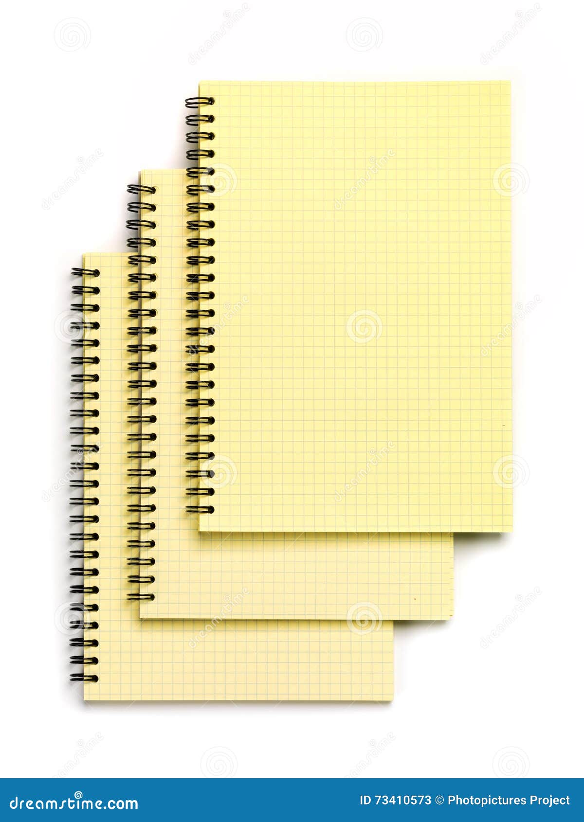 Three Notebooks. Top View. Isolated on a White. Stock Image - Image of ...