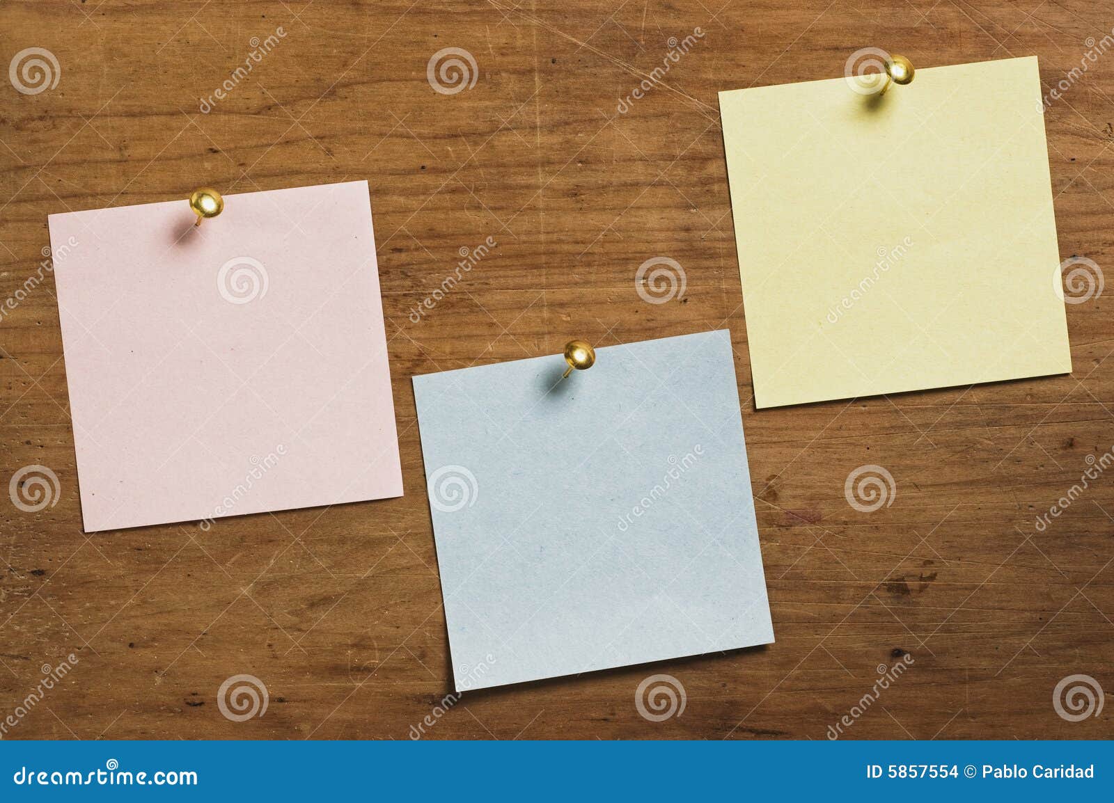 Three Notes with Tack. stock photo. Image of bulletin - 5857554