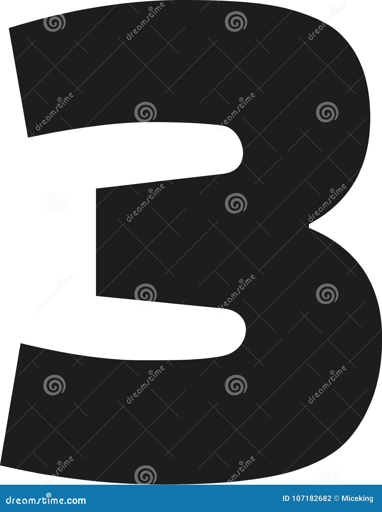 3 Three Number Vector. Golden Yellow Metal Letter Figure. Digit 3 ...