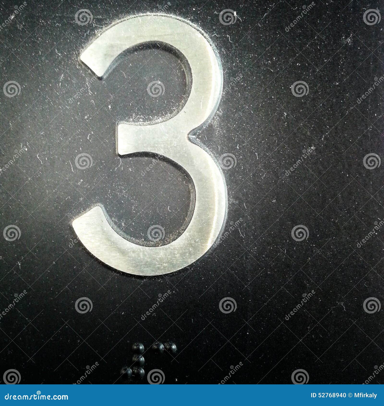Three stock photo. Image of number, metal, numeral, elevator - 52768940