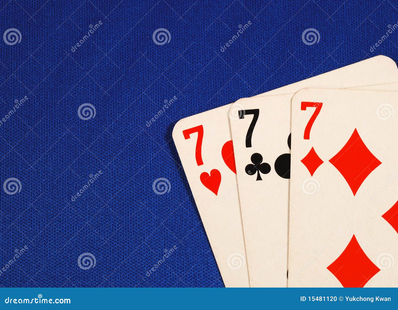 Three Of The Number Seven Cards Stock Photo - Image: 15481120