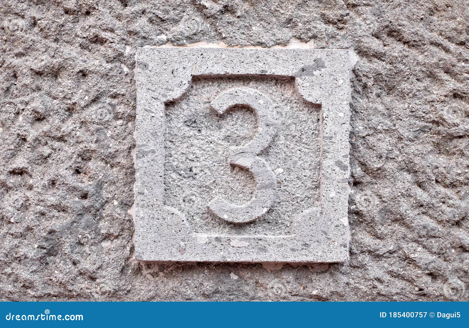 Number 3 / Three Carved in Stone. Stock Image - Image of cipher, magic ...