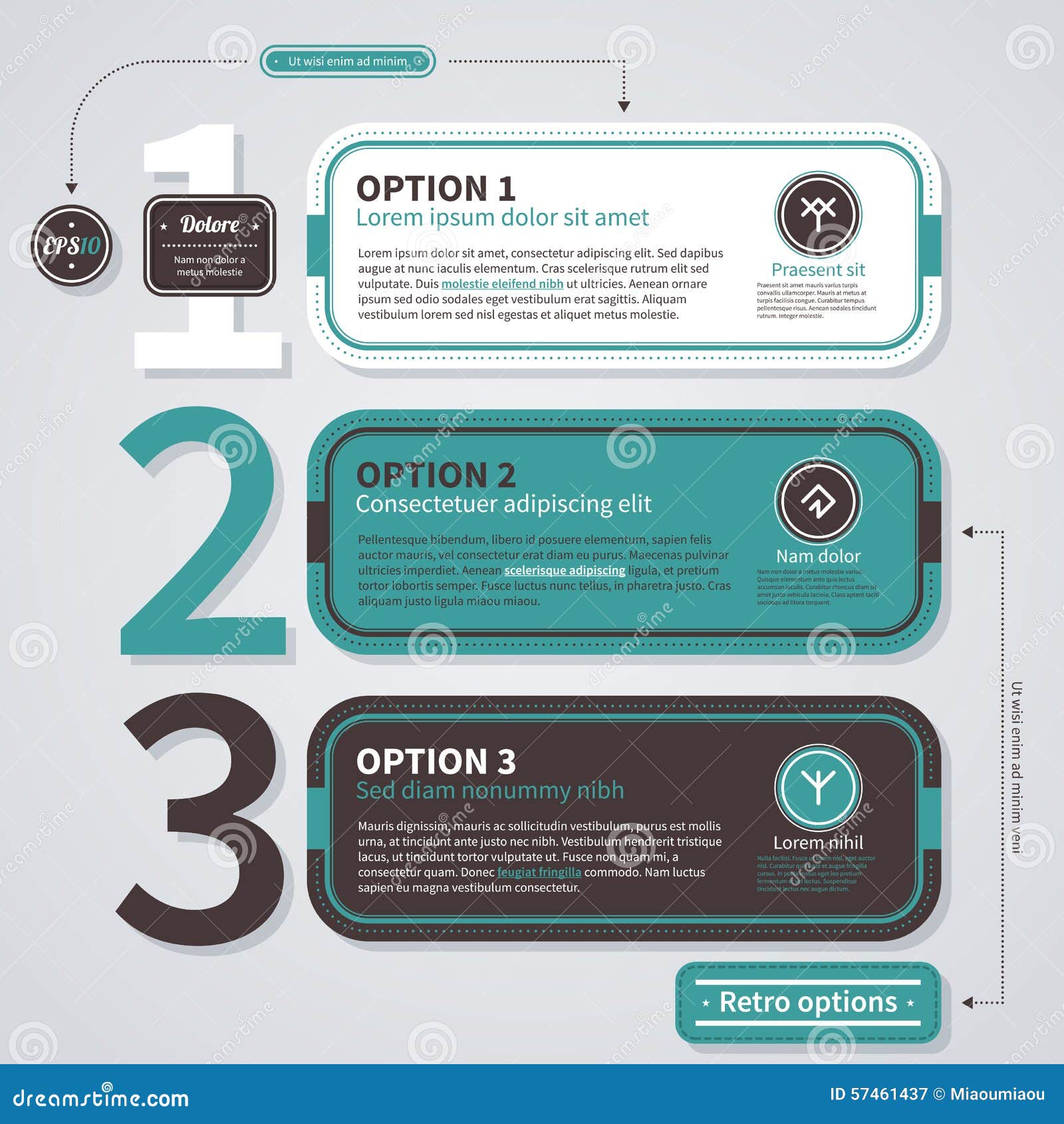 Three Numbered Options in Retro Style. EPS10. Stock Vector ...