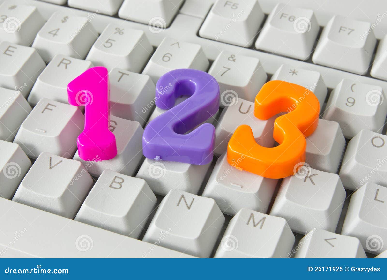 Three Numbers on the Computer Keyboard Stock Image - Image of learning ...