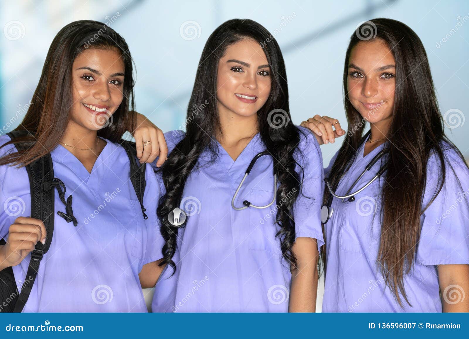 Three Nursing Students stock image. Image of hospital - 136596007