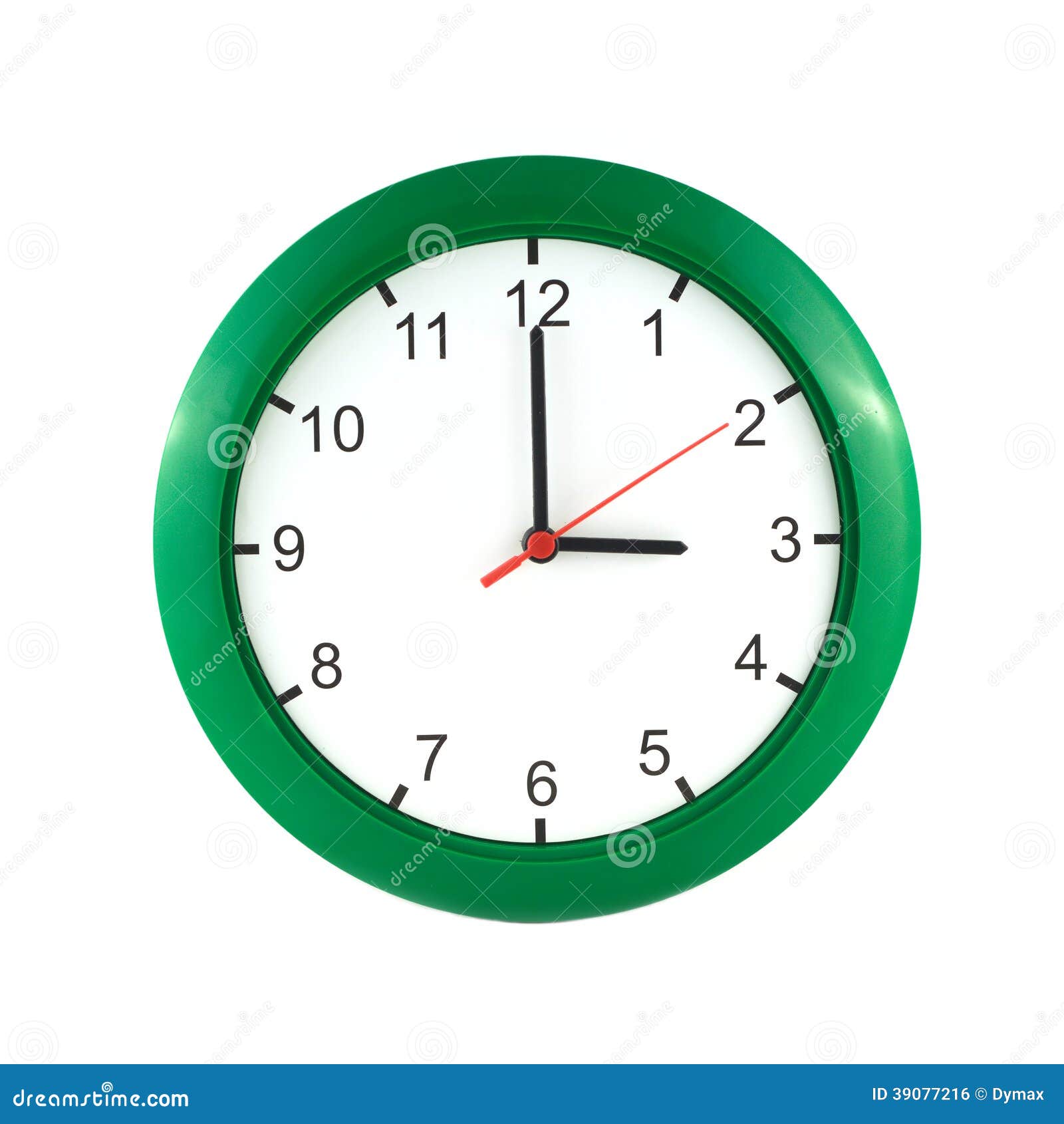 Three O Clock on Green Wall Clock Stock Photo - Image of isolated, life ...