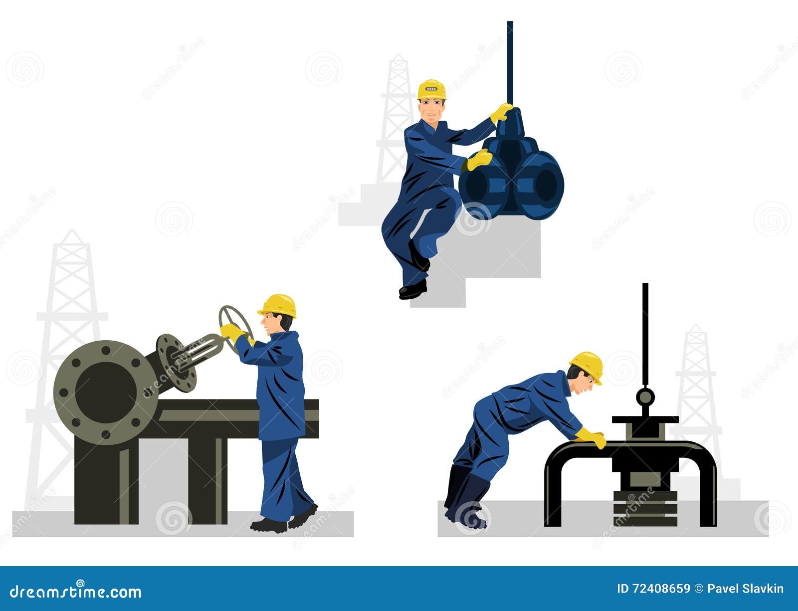 Three oilman set stock vector. Illustration of worker - 72408659