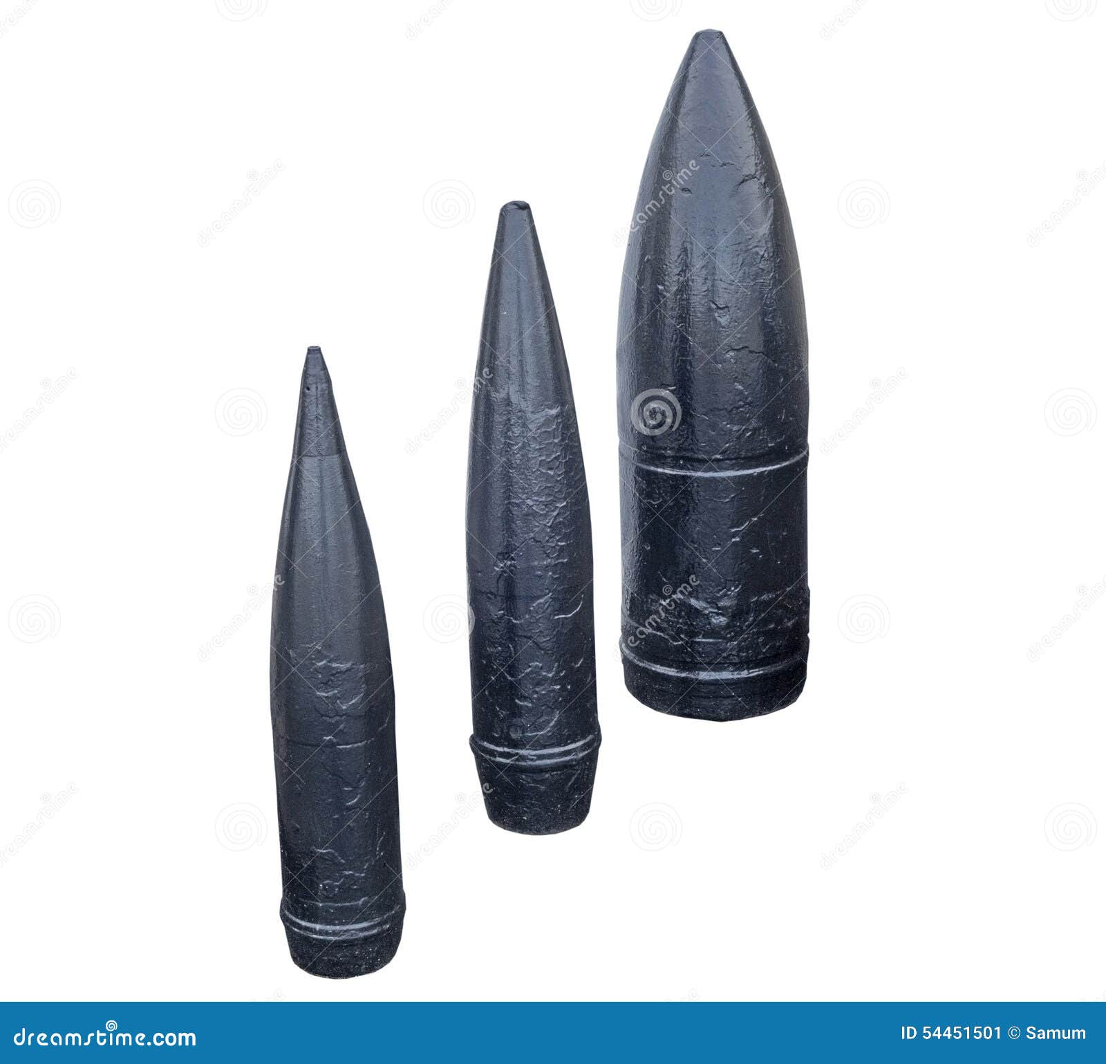Three Old Artillery Projectiles Stock Image - Image of dangerous ...