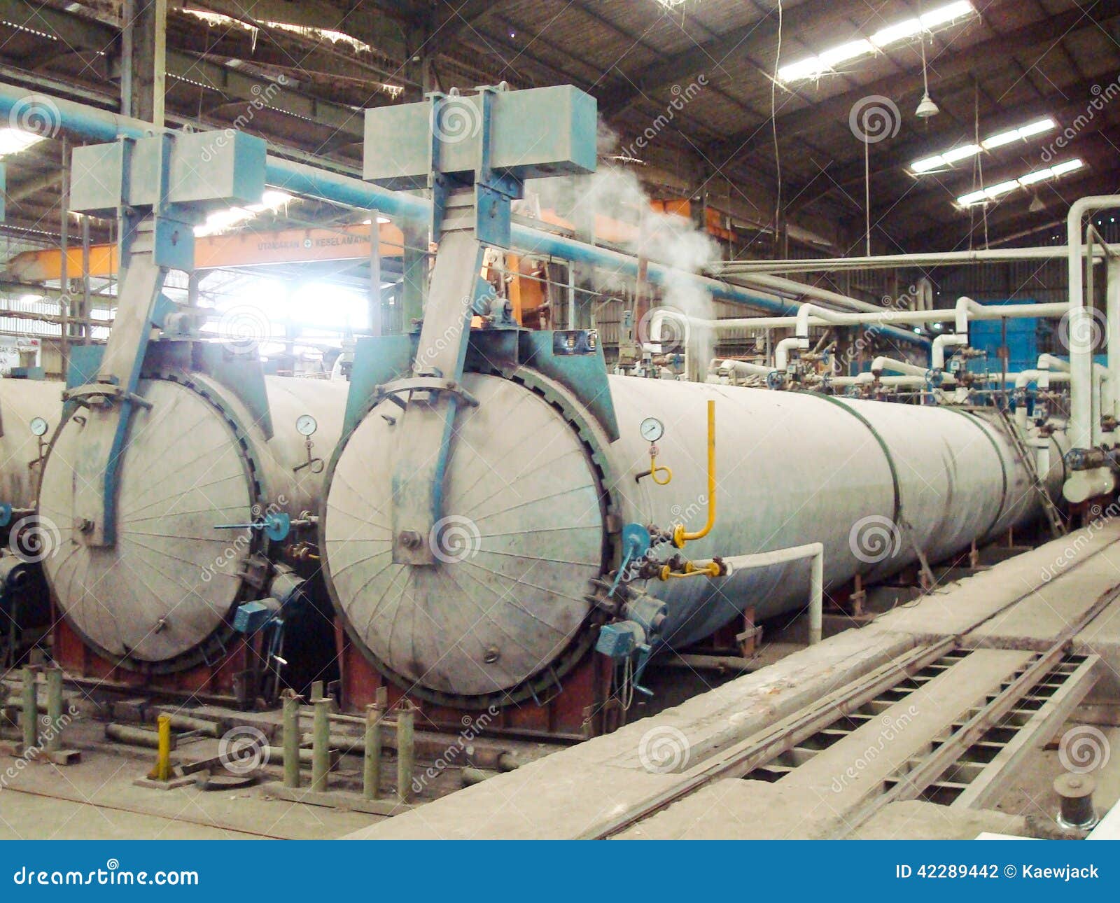 Three Old Autoclave Machines for Fiber Cement Boar Stock Photo - Image ...