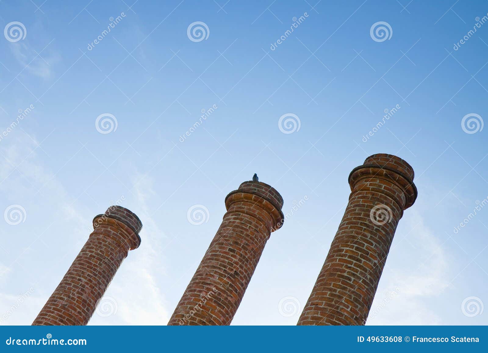 Three Old Brick Chimney Isolated on Sky Stock Photo - Image of smoke ...