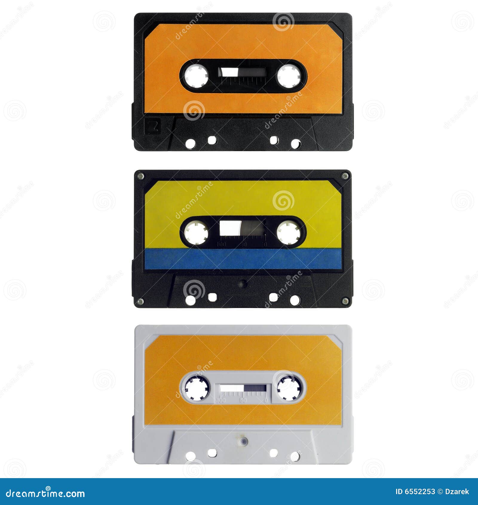 Three Old Cassettes Isolated on White Stock Image - Image of blue ...