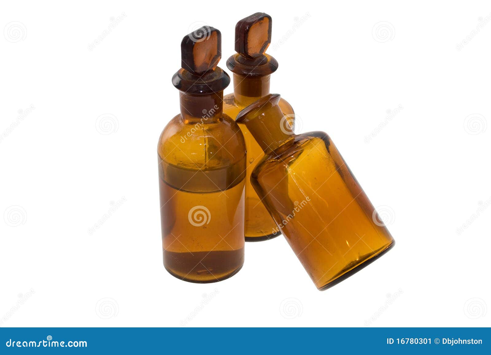Three Old Fashioned Brown Chemical Bottles Stock Image - Image of ...