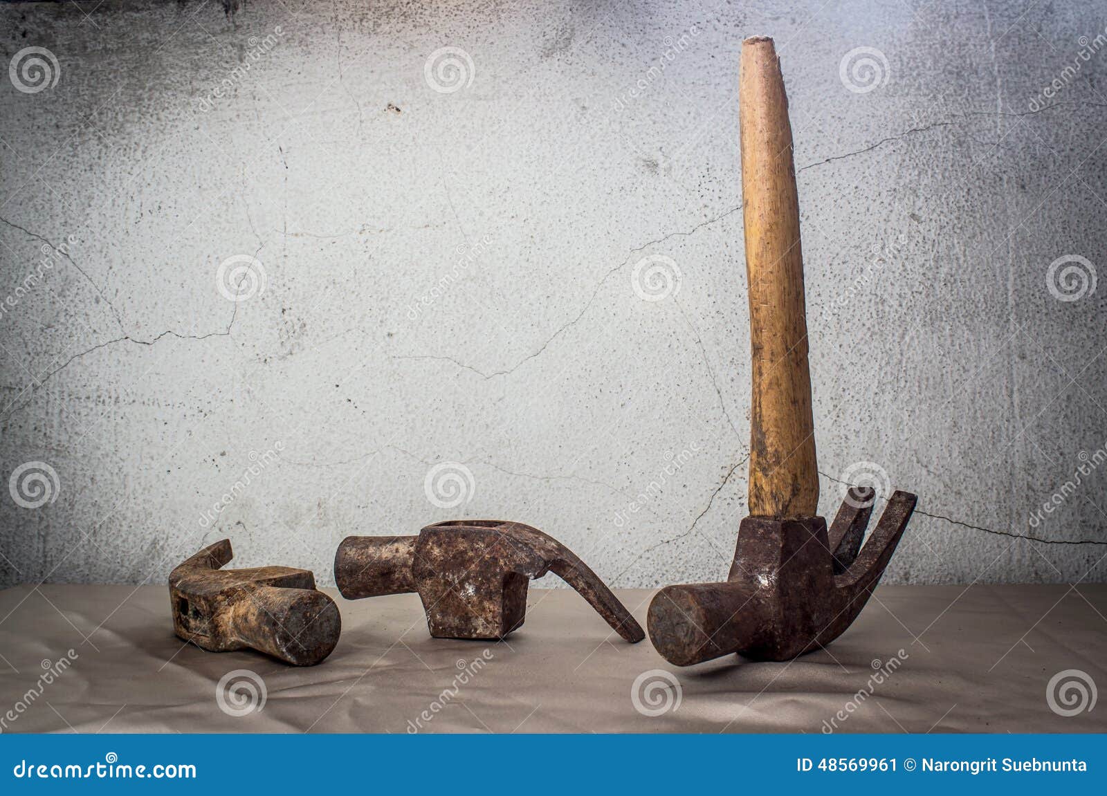 Three Old Hammer Still Life Stock Image - Image of handle, claw: 48569961