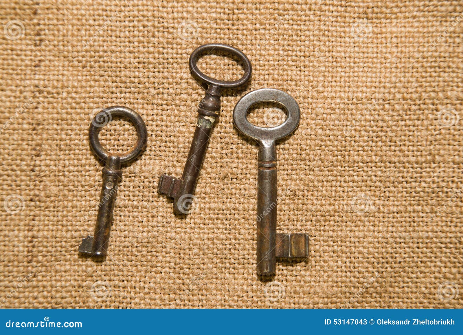Three Old Keys To the Safe on a Very Old Cloth Stock Image - Image of ...