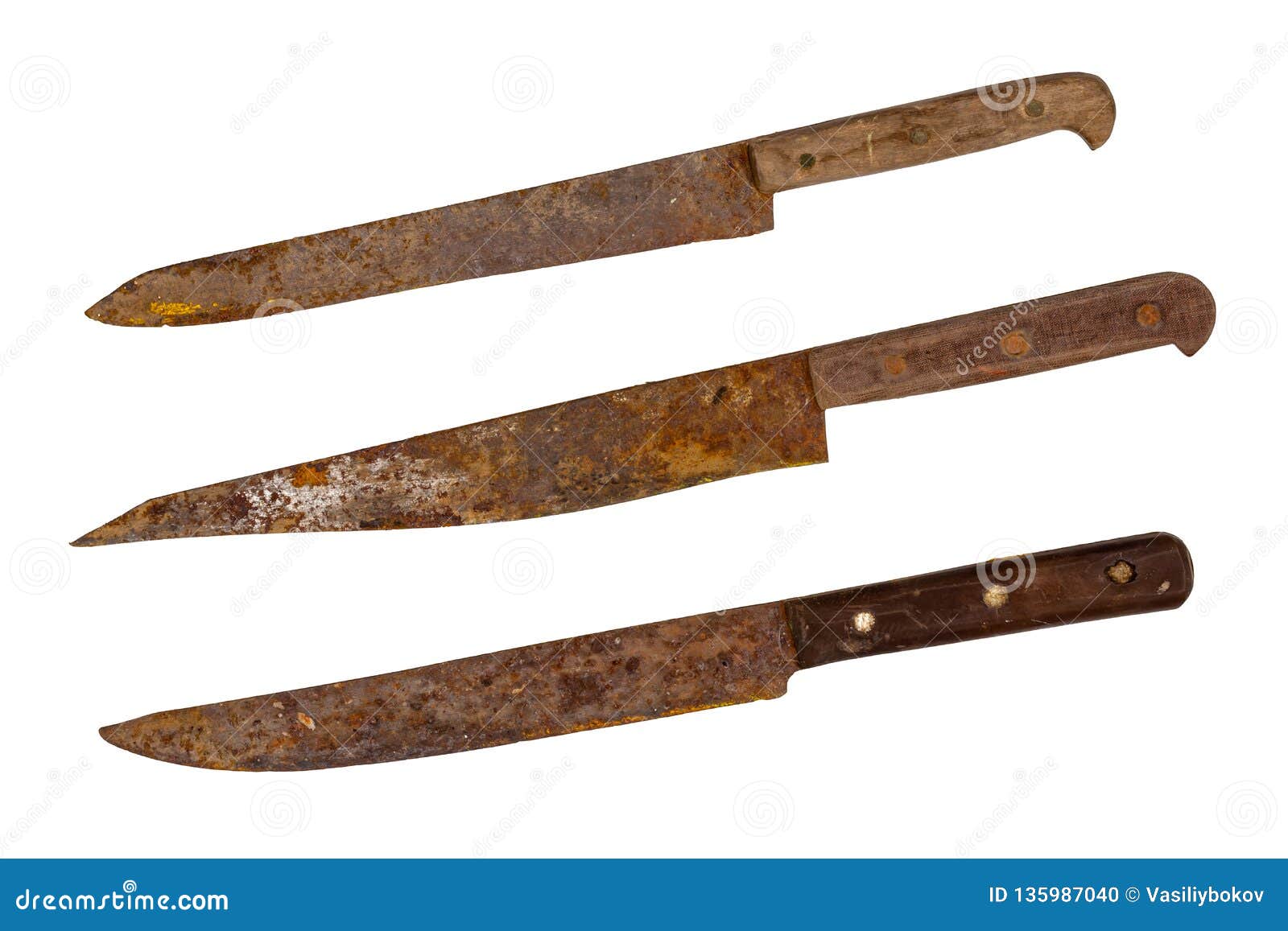 Three old rusty knives stock photo. Image of collapsible - 135987040