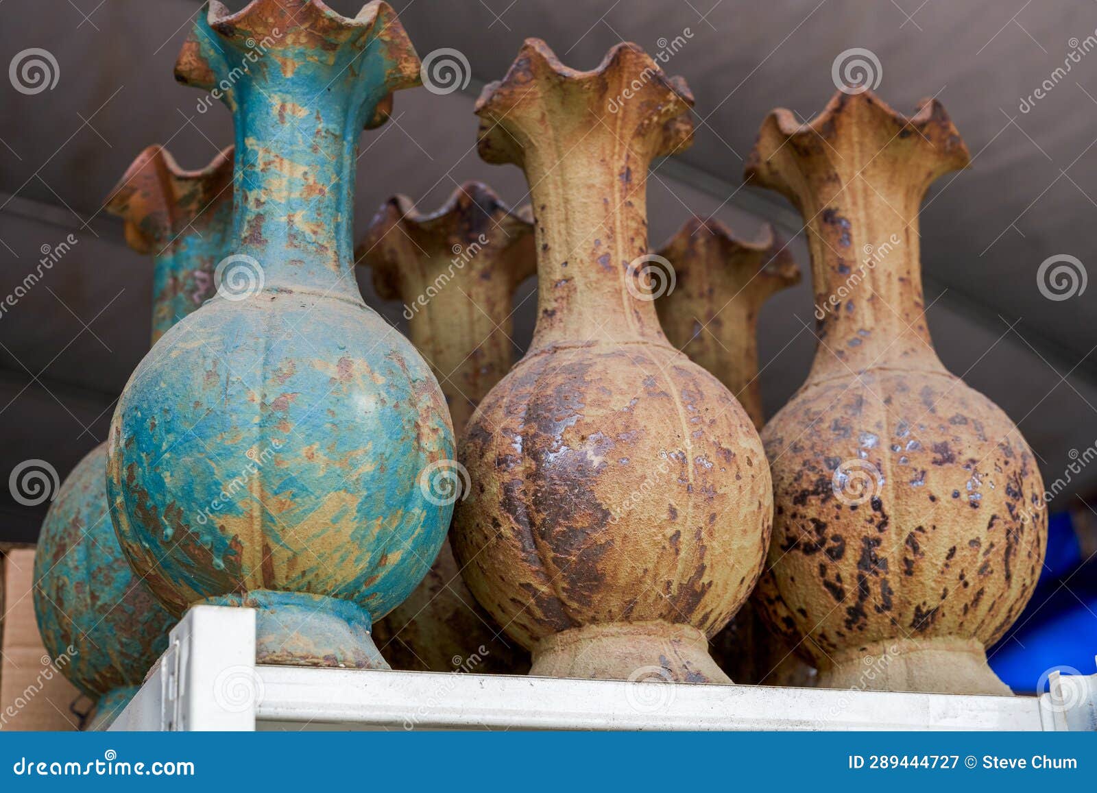 Three Old Rusty Vases Close-up Stock Image - Image of colorful ...