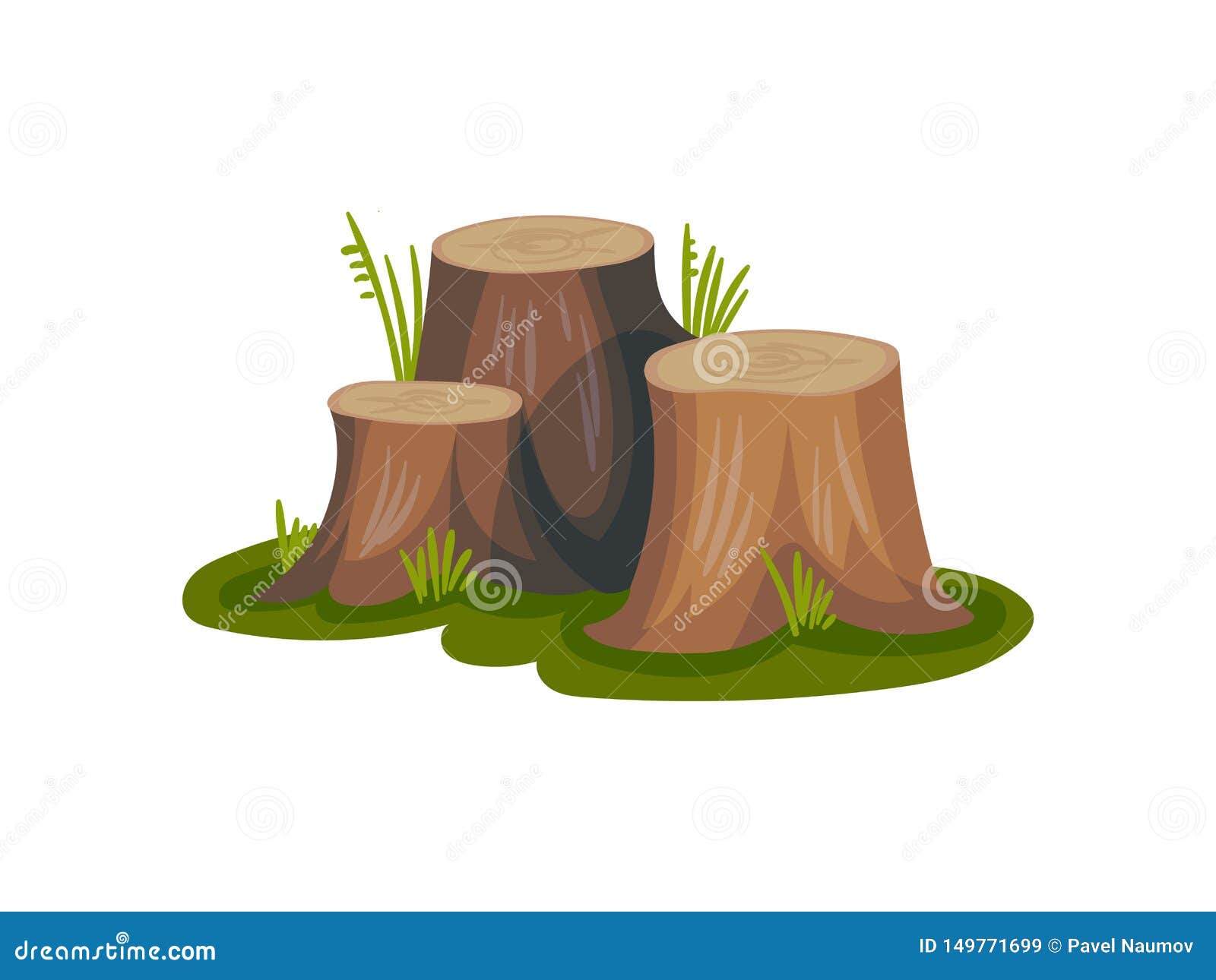 Three Old Stumps. Vector Illustration on White Background. Stock Vector ...