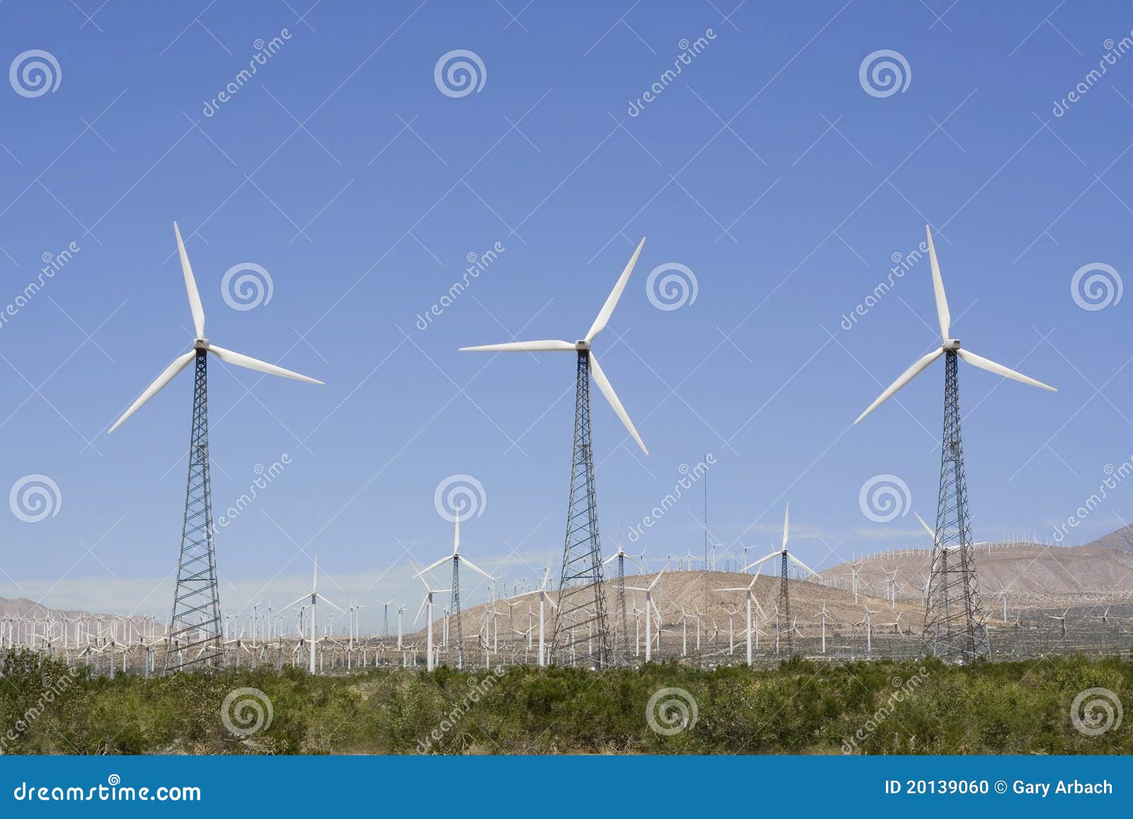 Three Old Style Wind Turbines Stock Photo - Image of desert, generation ...