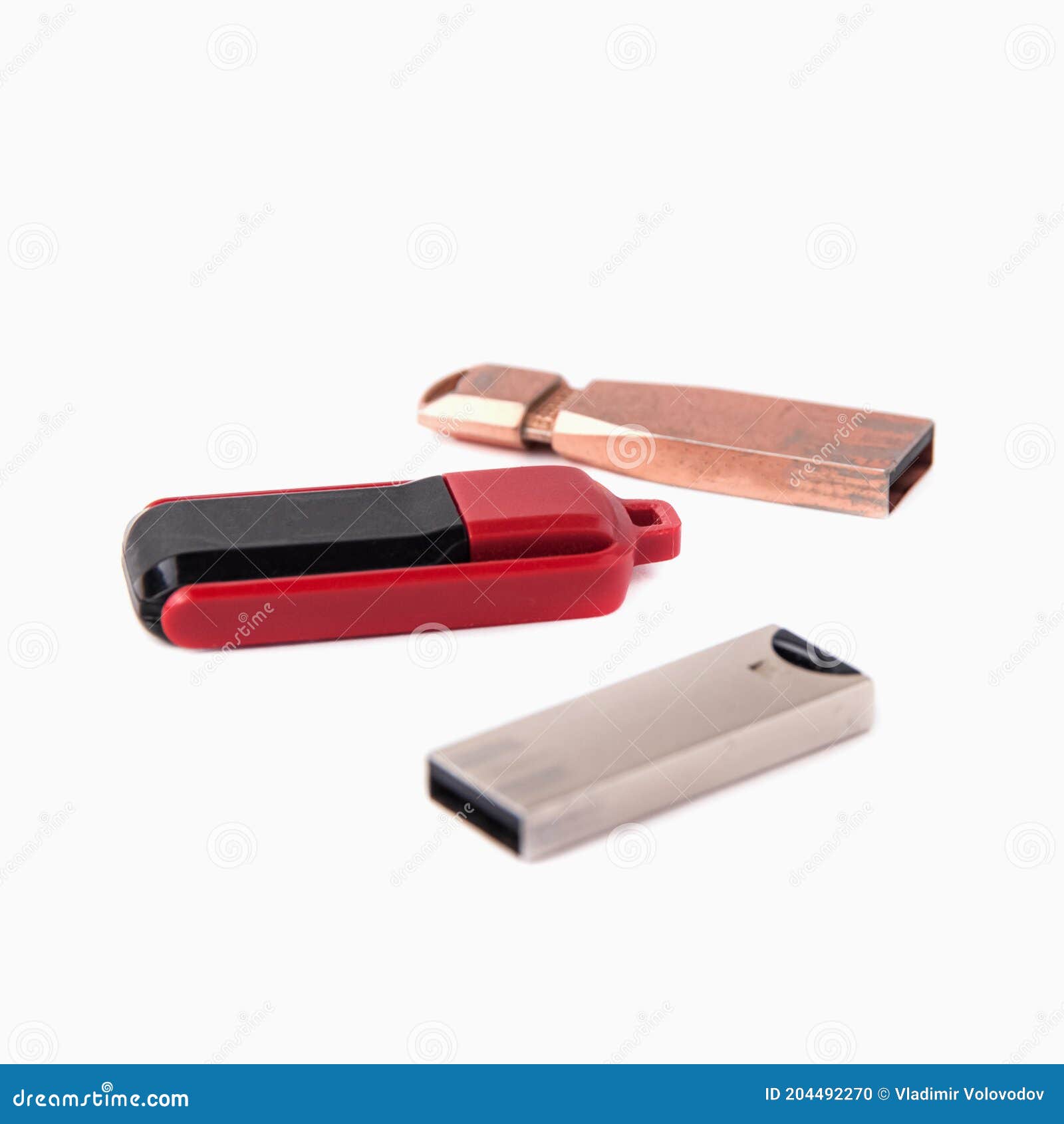 Three Old USB Flash Drives Isolated on a White Background Stock Photo ...