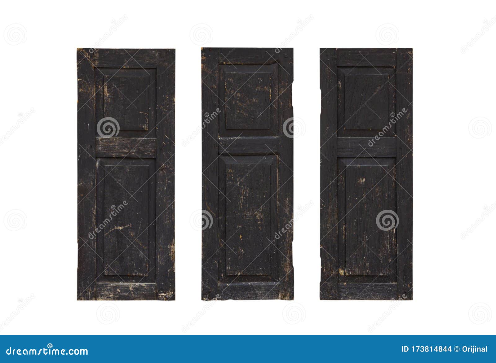 Three Old Wooden Window on White Background Stock Photo - Image of ...