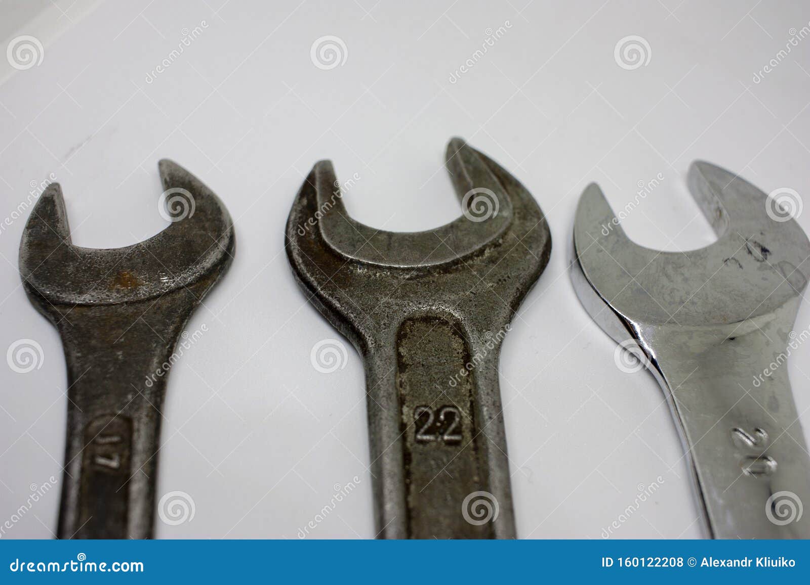 Three Old Working Wrenches on a White Background. Work Tool Mechanic ...