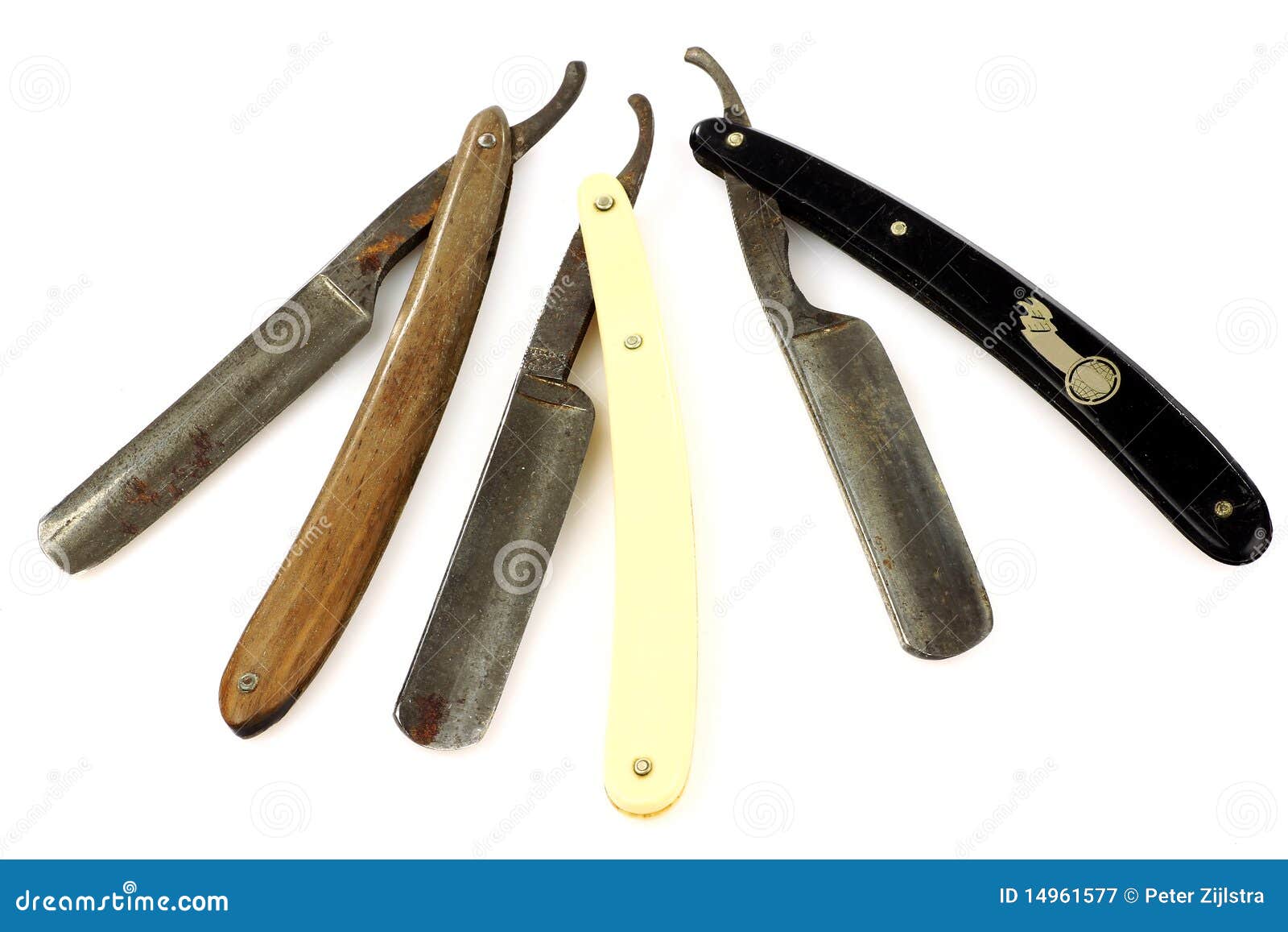 Three Old and Worn Rusty Razors Stock Image - Image of hairdresser ...
