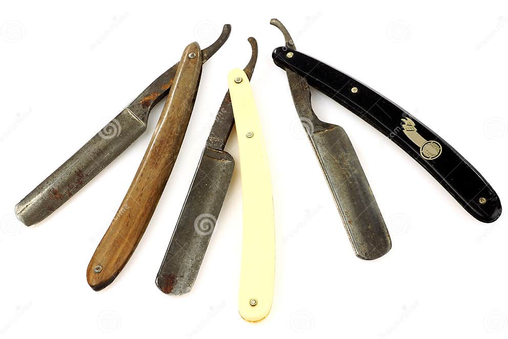 Three Old and Worn Rusty Razors Stock Image - Image of hairdresser ...
