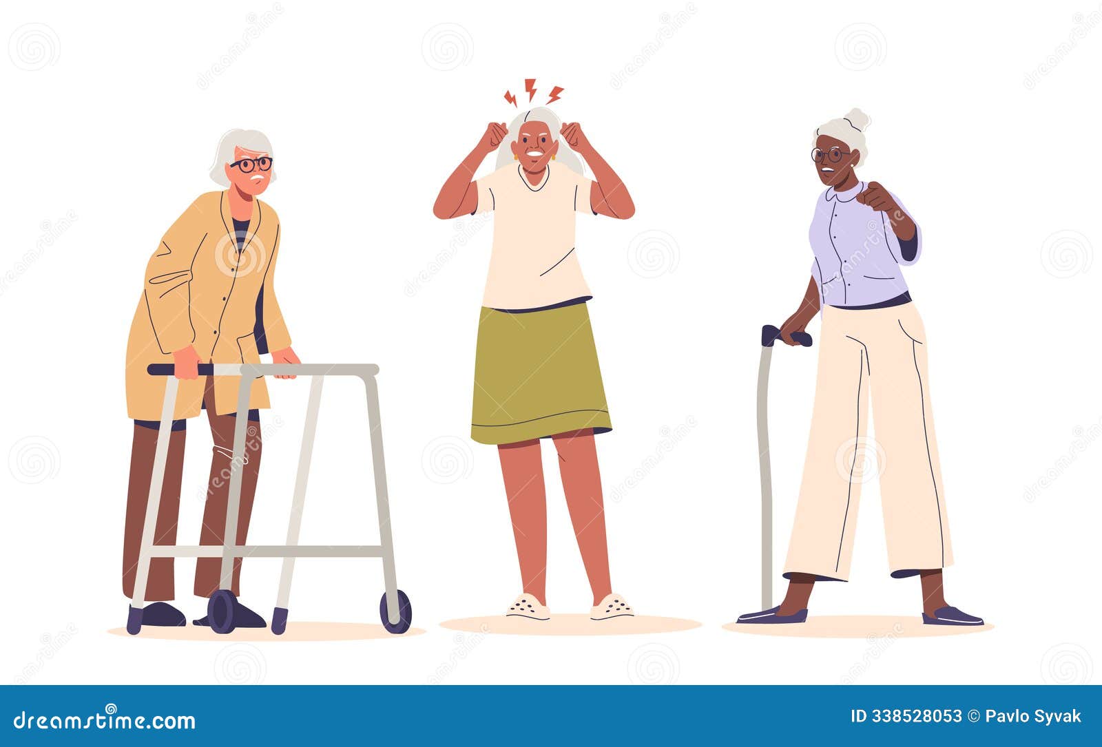 Old Man Using Walkers Flat Vector Illustration | CartoonDealer.com ...