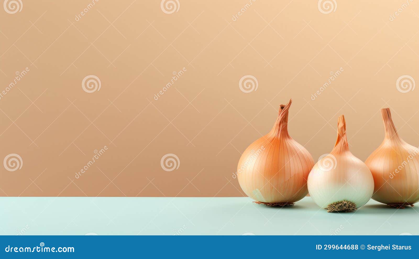 Three Onions on a Table with an Orange Background, AI Stock Photo ...