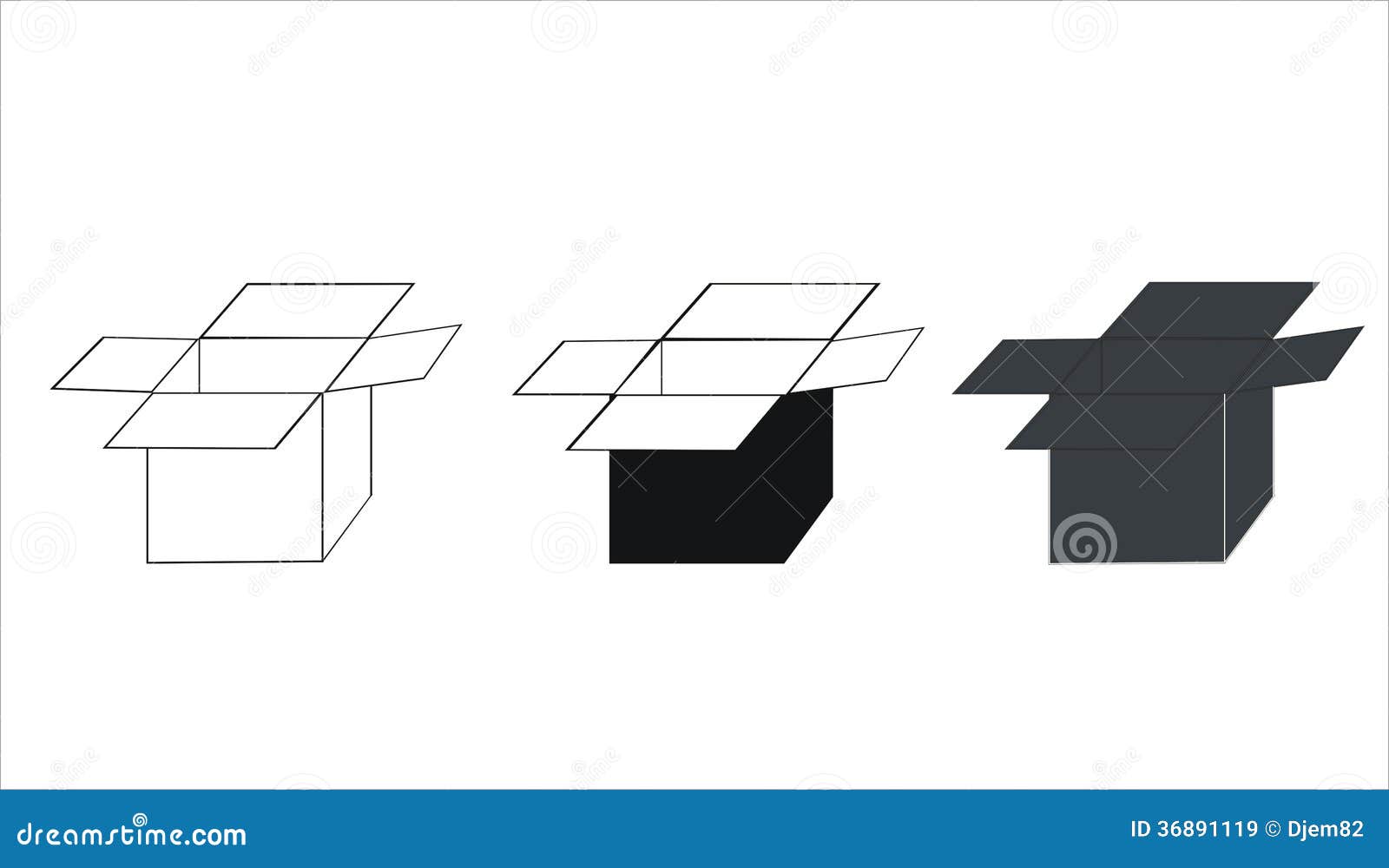 Three open boxes stock illustration. Illustration of container - 36891119