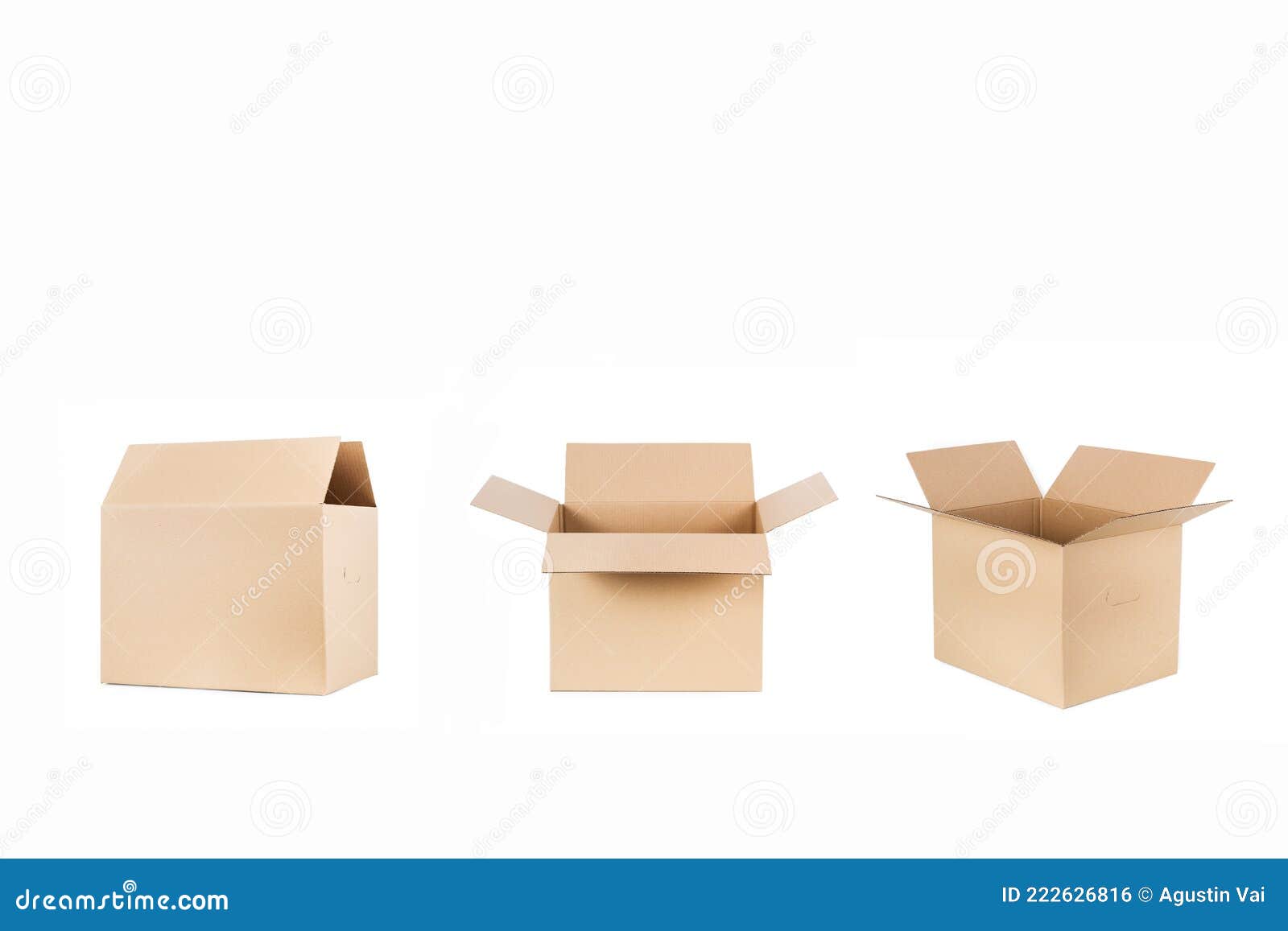Three open cardboard boxes stock photo. Image of blank - 222626816