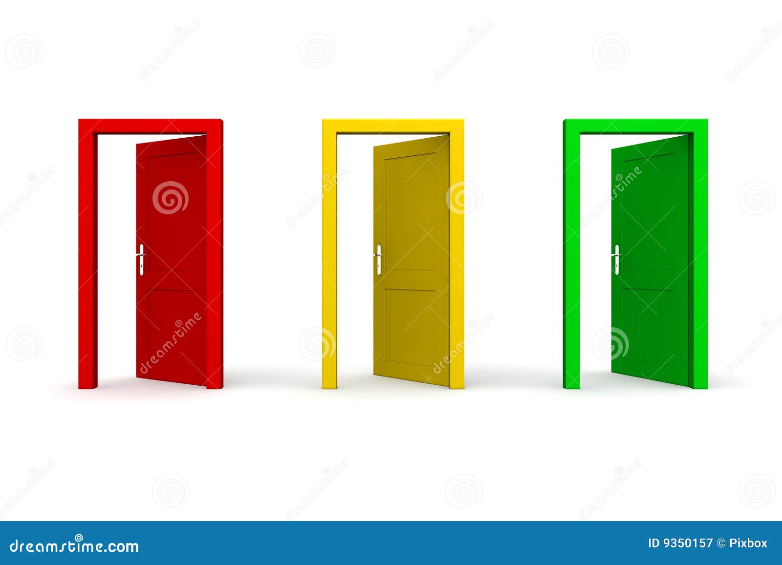 Three Open Coloured Doors stock illustration. Illustration of success ...