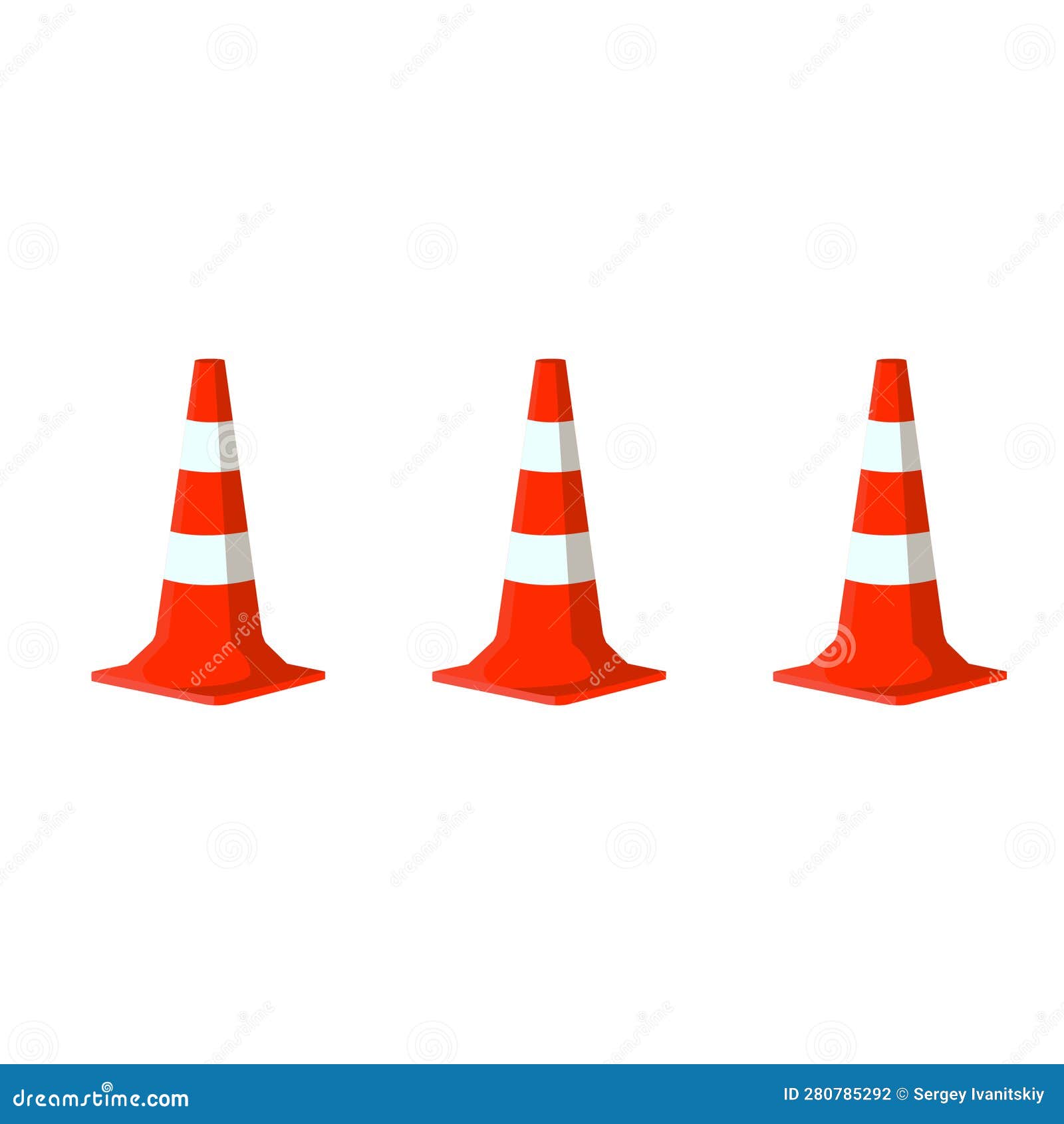 Three Orange Colored Traffic Cones Stock Illustration - Illustration of ...