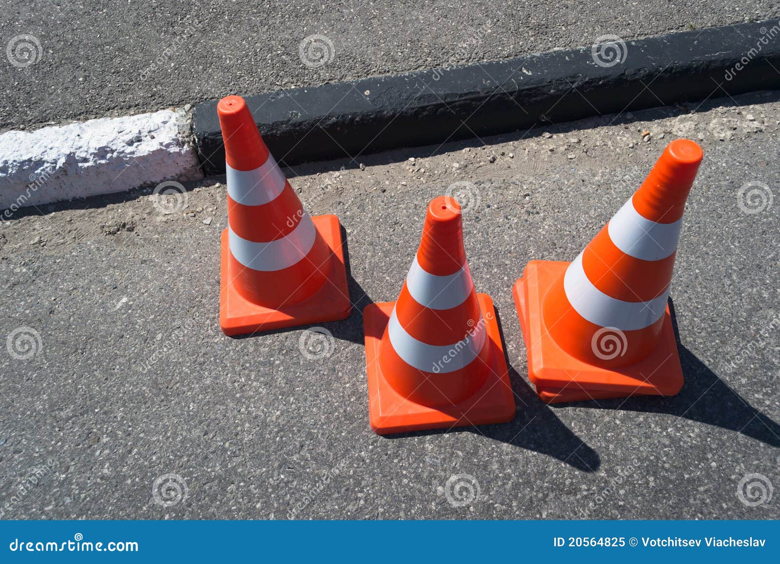 Three orange cone sign stock image. Image of border, security - 20564825